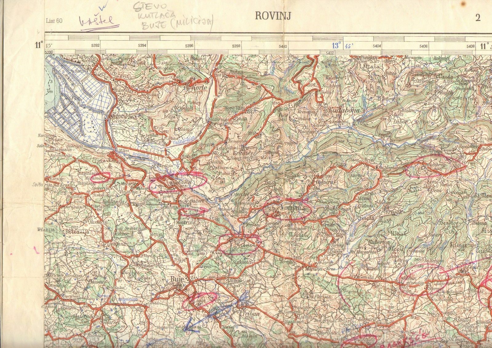 1957 Original Military Topographic Map Rovinj Buje Croatia Slovenia ...