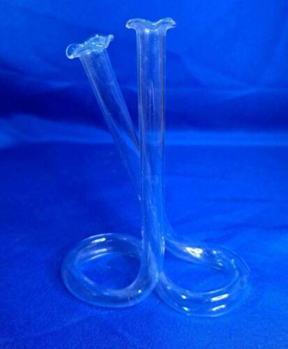 VINTAGE TWISTED GLASS TEST TUBE TWISTED BUD VASE DOUBLE OPENING - Vases