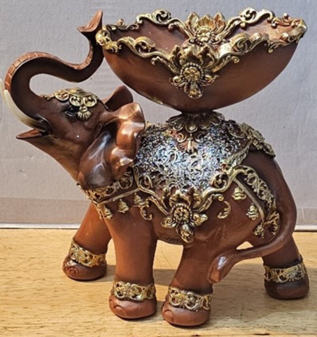 ELEPHANT TRUNK UP WILD ANIMAL FORTUNE GOOD LUCK TUSKS POWER FIGURINE ...