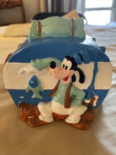 Vintage Walt Disney Productions Ceramic Coin Bank Goofy Camper Van Gone ...