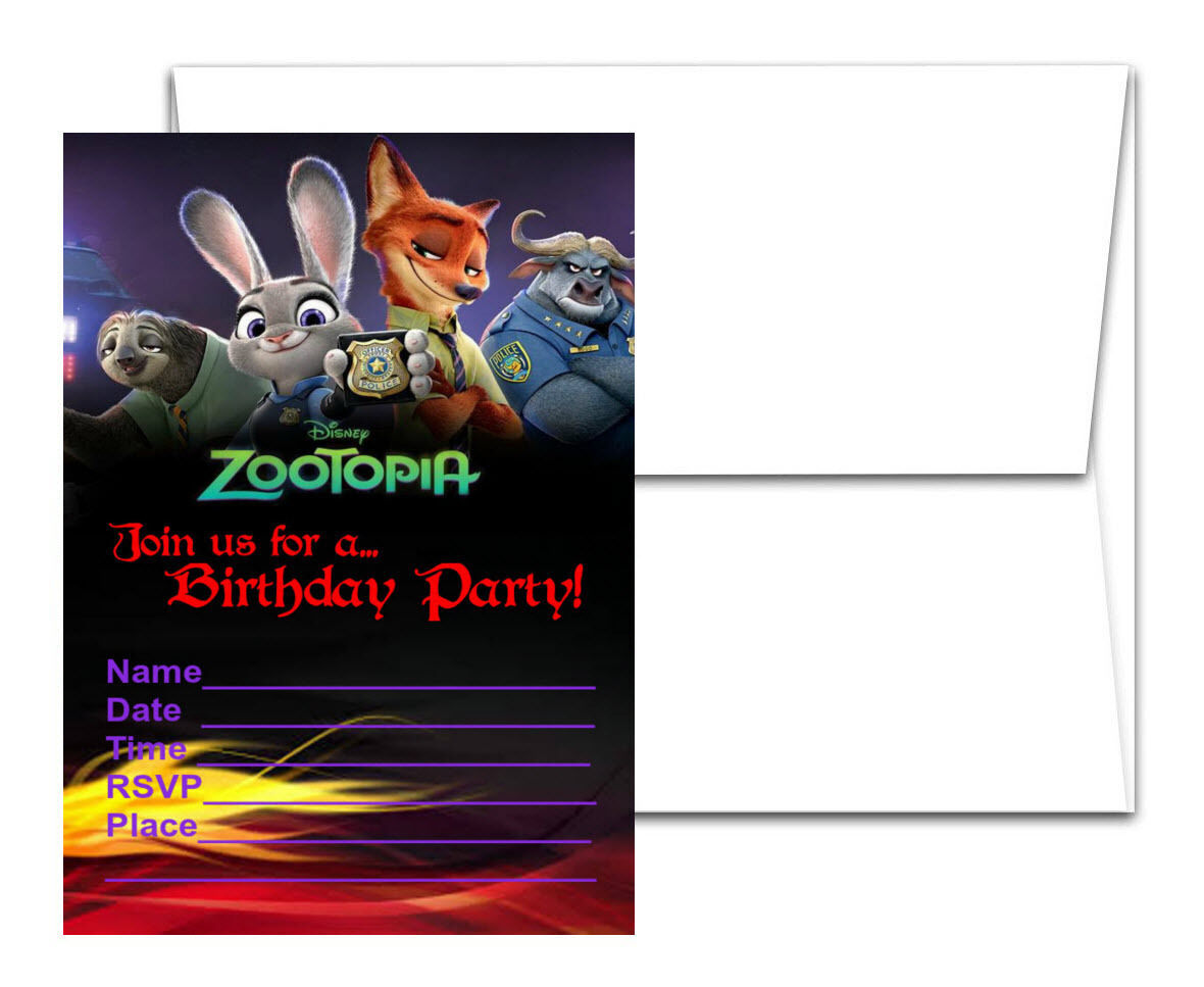 12 Zootopia Birthday Invitation Cards (12 White Envelops Included) #1 ...