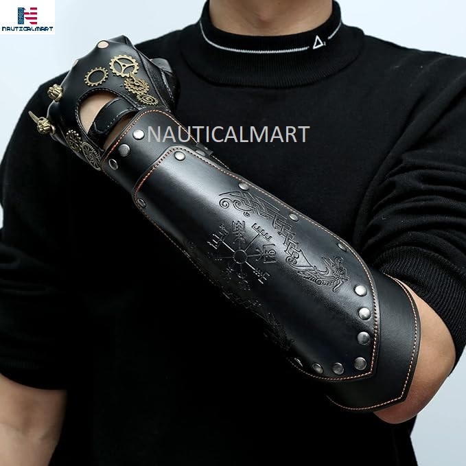 Leather Gauntlet Wristband Medieval Arm Armor Viking Arm Guards Bracers ...