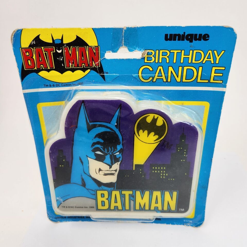 VINTAGE 1989 UNIQUE BATMAN BIRTHDAY THICK CANDLE NEW IN PACKAGE NOS DC ...