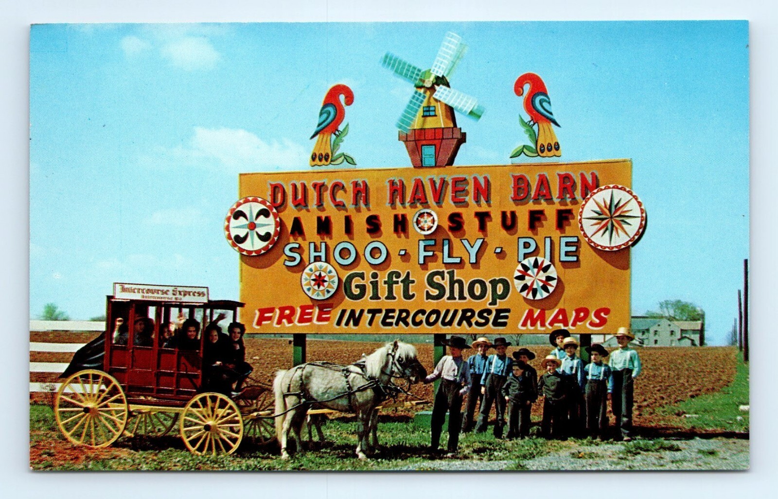 Dutch Haven Barn Sign Amish Horse Buggy Lancaster PA Postcard ...