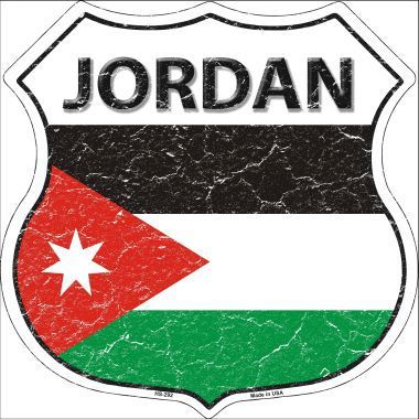 Jordan Country Flag Highway Shield Metal Sign - Plaques & Signs