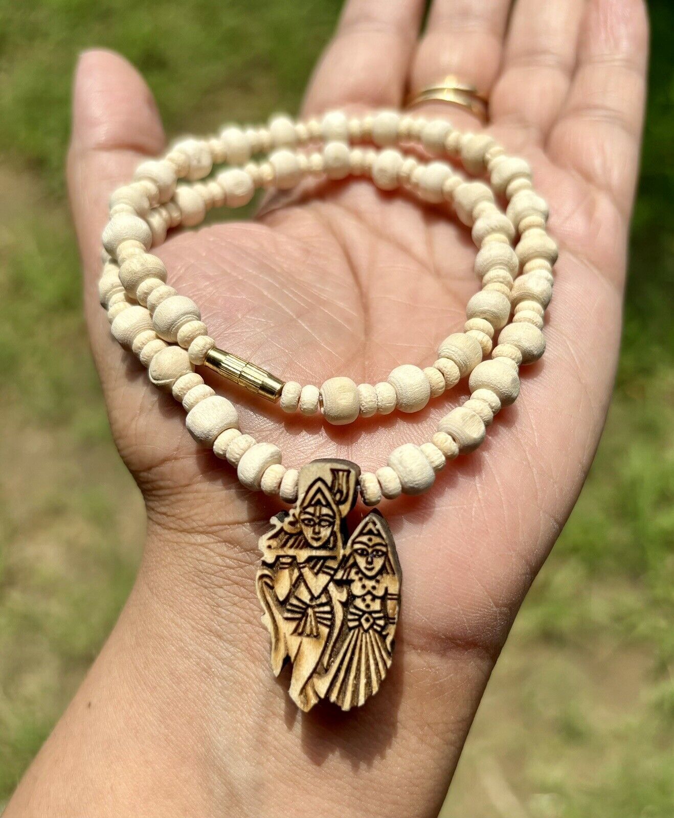 16 pouces pendentif Radha Krishna sculpté TULSI TULASI VAISHNAV ISKCON ...