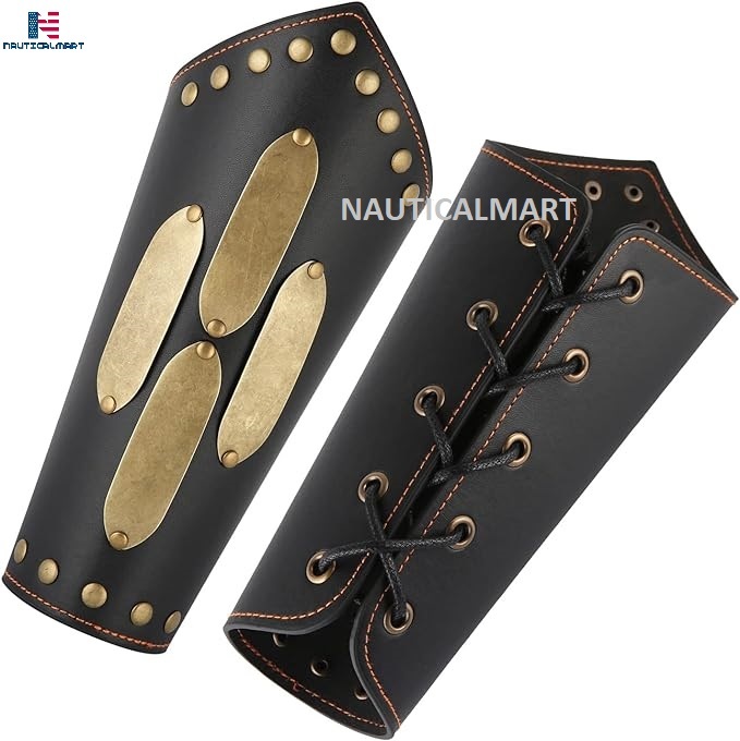 Leather Bracers for Men medieval Arm Guards Kinght Cosplay Accessories ...