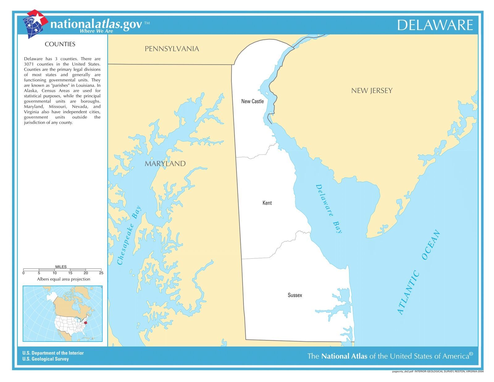 Delaware State Counties Laminated Wall Map - Maps & Atlases