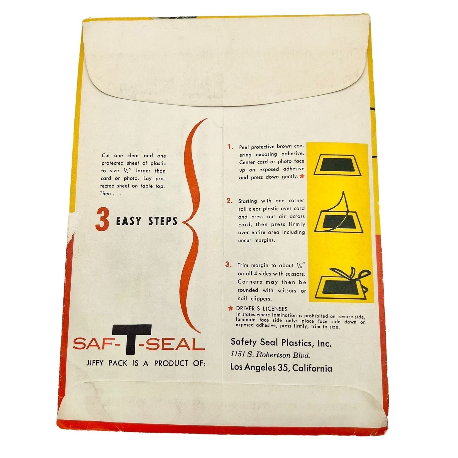 Vintage Saf-T-Seal Jiffy Pack Plastic Protectors - not a full pack ...