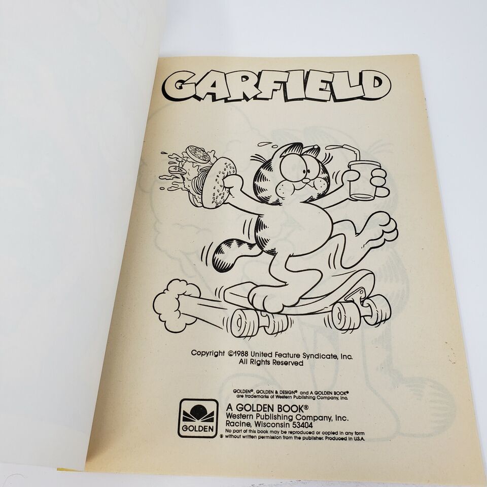 VINTAGE 1988 GOLDEN GARFIELD CAT TRACE + COLOR ACTIVITY BOOK W/ TRACING ...