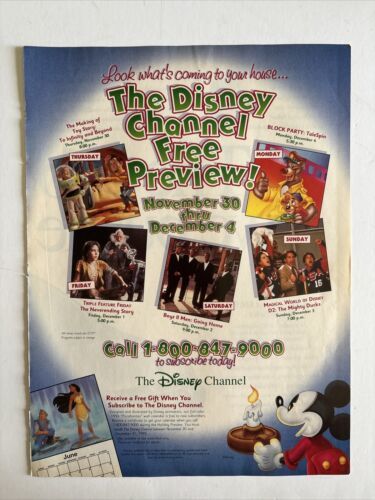 1995 The Disney Channel Vintage Magazine Print Ad Advertisement - Ads ...