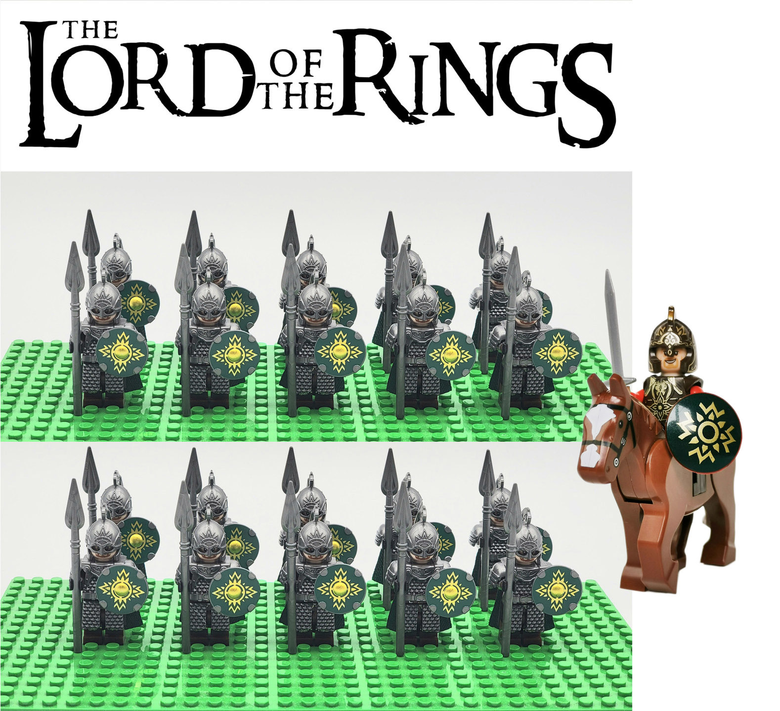 LOTR Mounted King Theoden & Rohan Heavy Long Spears Army 22 Minifigures ...