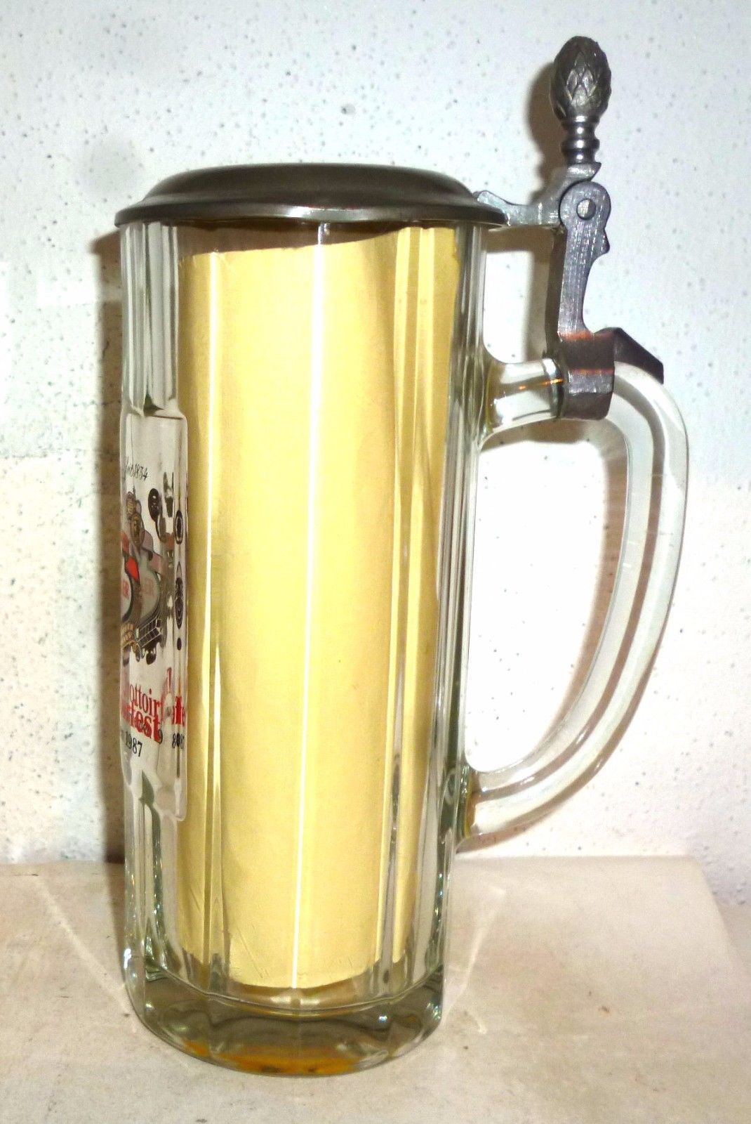 Riegeler Riegel 1987 Trottoir Fest Bier lidded German Beer Glass Seidel ...