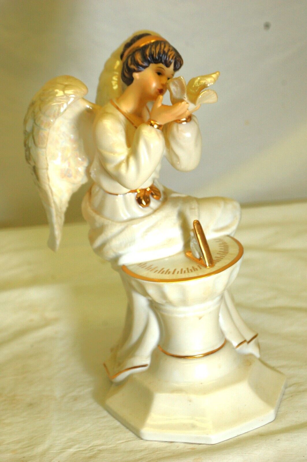 Porcelain Angel Dove Sundial Gold Accents and 50 similar items