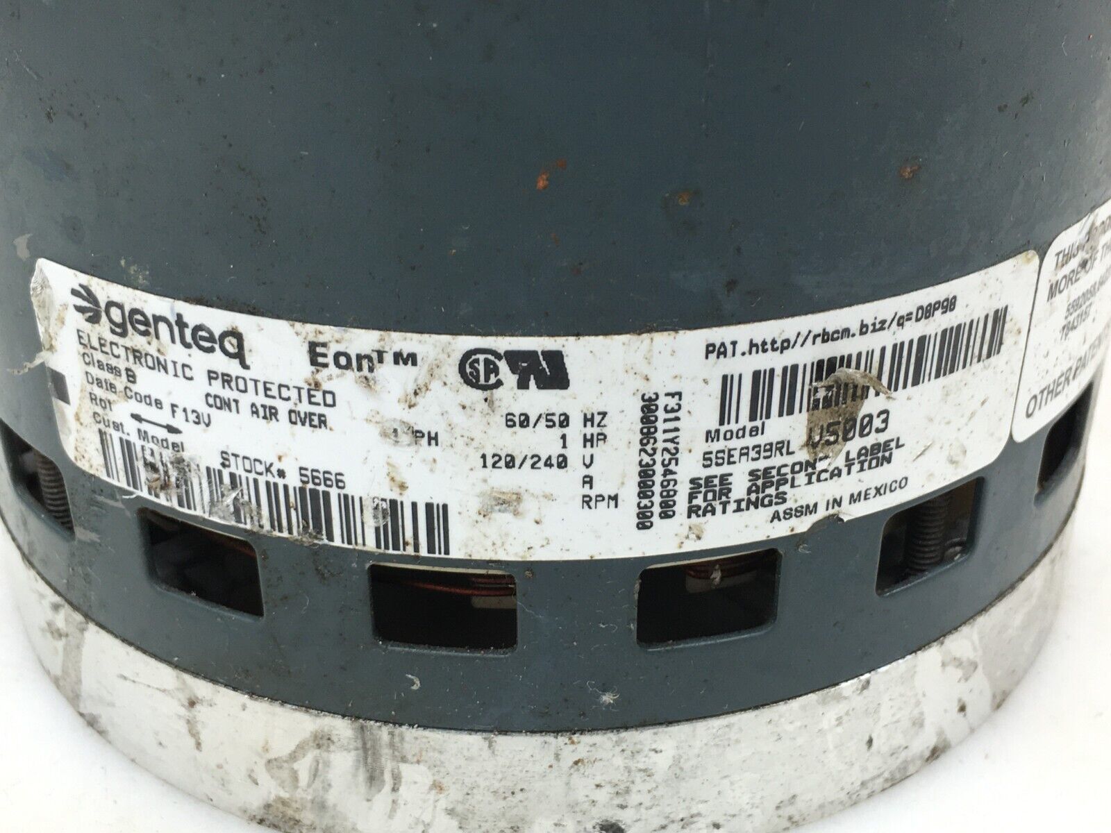 Genteq Eon 5SEA39RLV5003 Blower Motor ONLY 1HP 120/240V Stock 5666 used ...