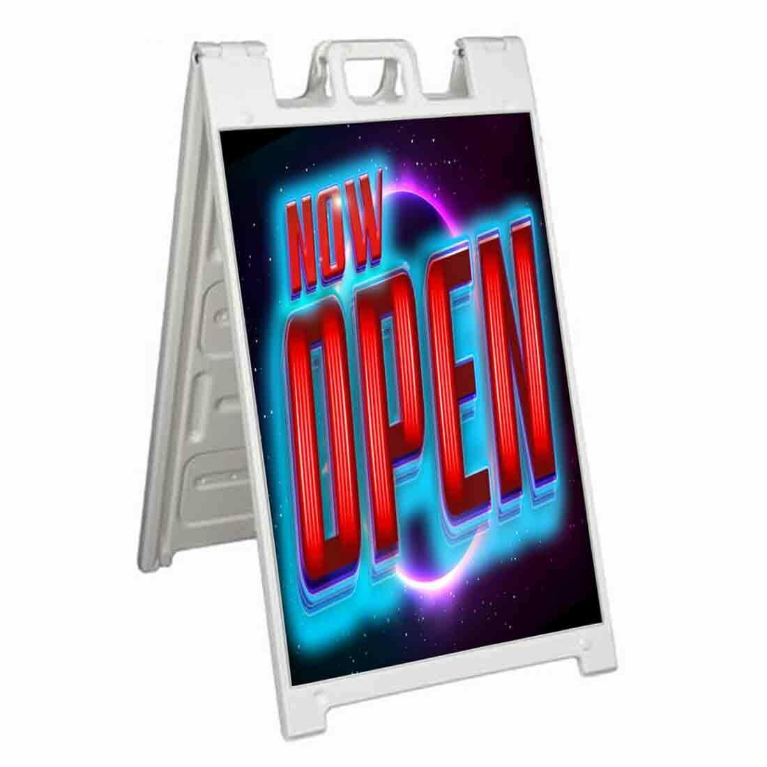 NOW OPEN Signicade 24x36 Aframe Sidewalk Sign Banner Decal NOW SERVING ...