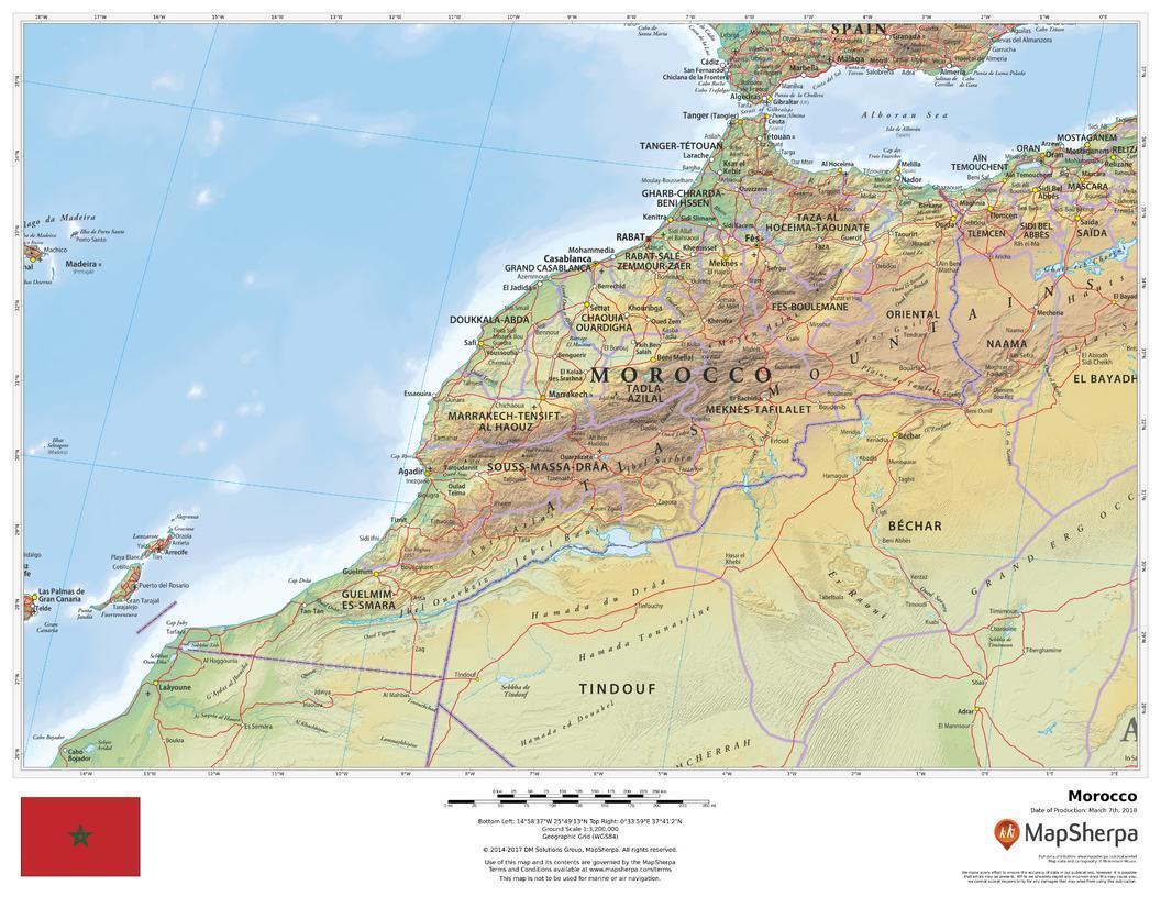Morocco Laminated Wall Map (MSH) - Maps & Atlases