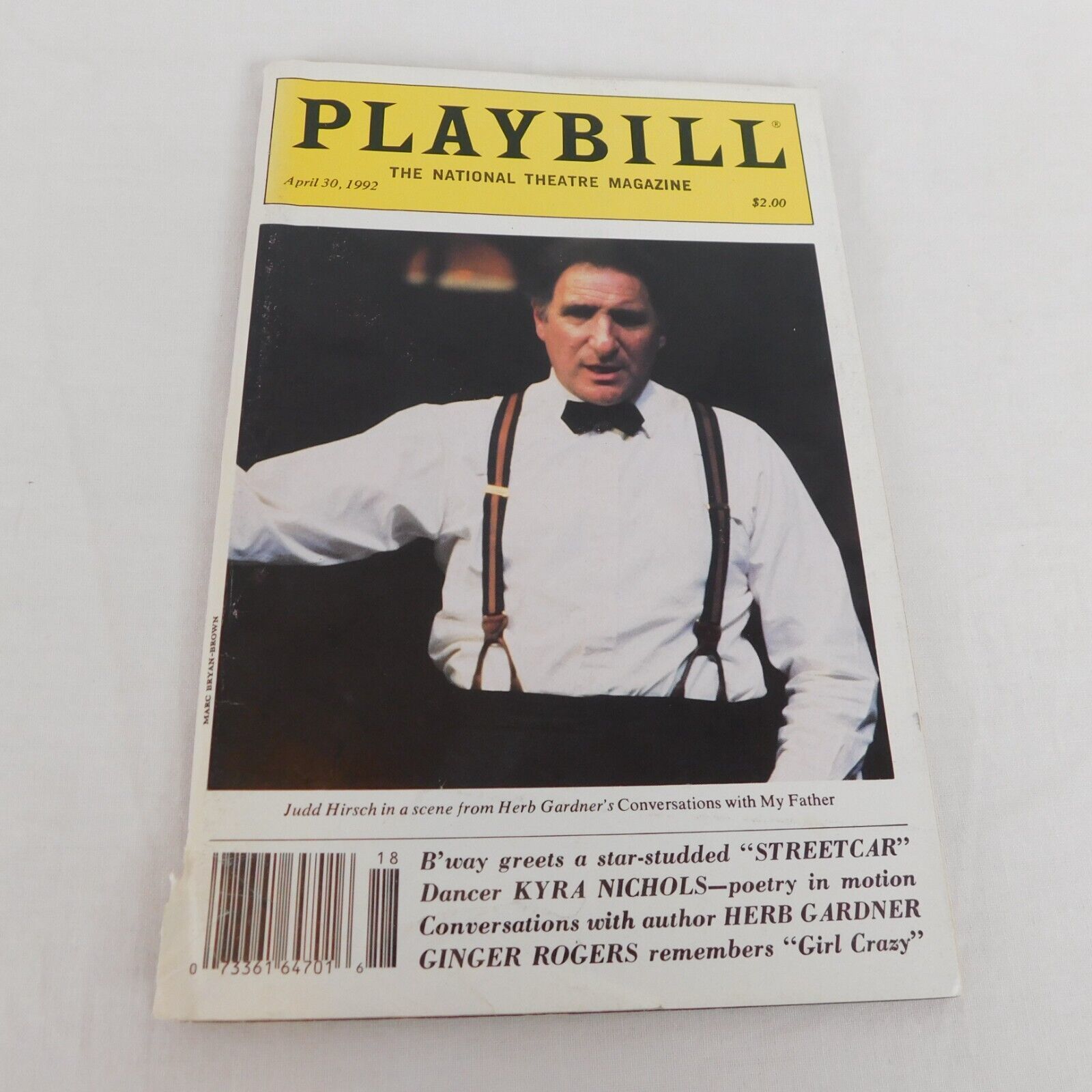 Playbill National Theatre Magazine April 1992 Judd Hirsch Ginger Rogers ...