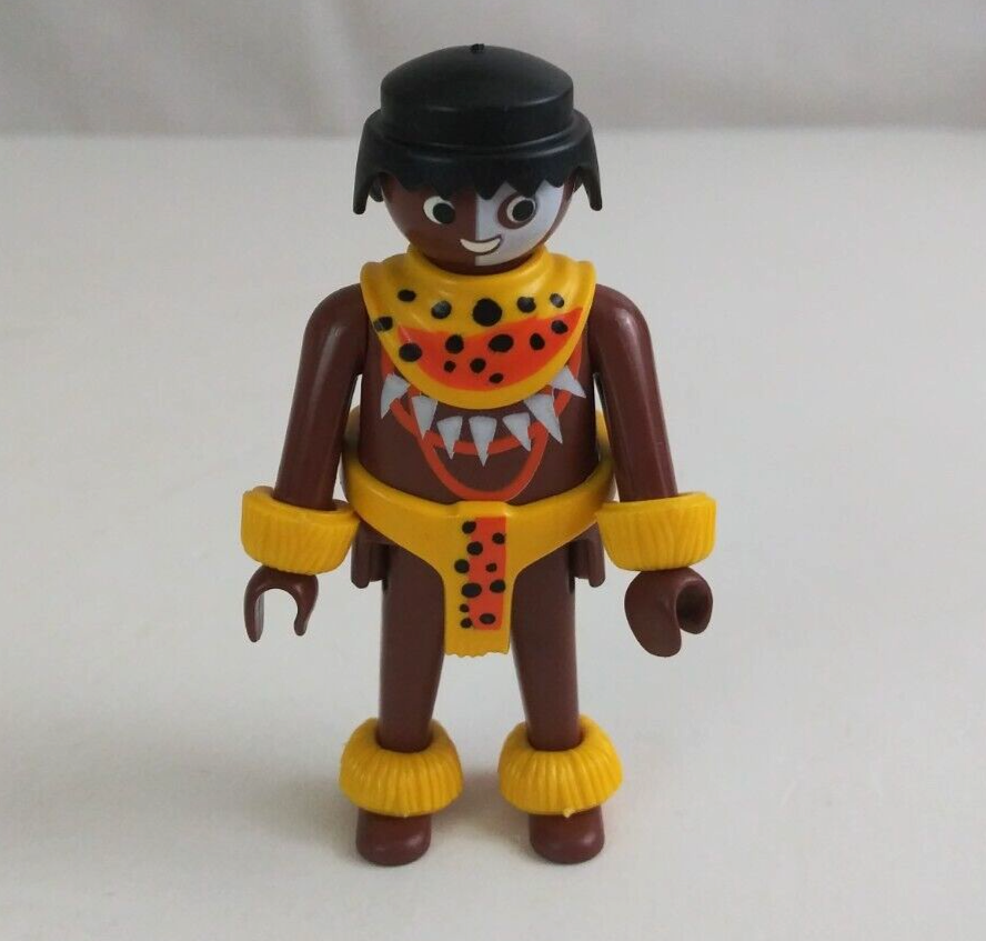 1974 Geobra Playmobile Tribesman Chief African Warrior 2.75" Toy Figure ...