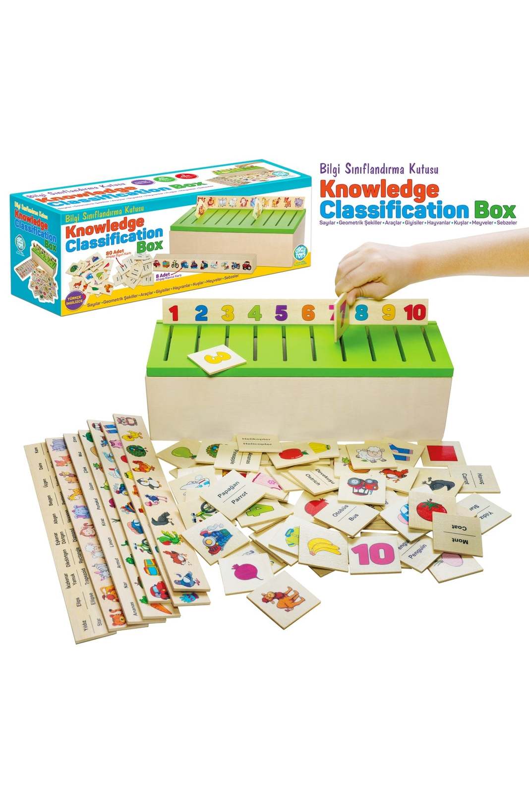 Wooden Knowledge Classification Box Educational Loop Toy 88 Pieces ...