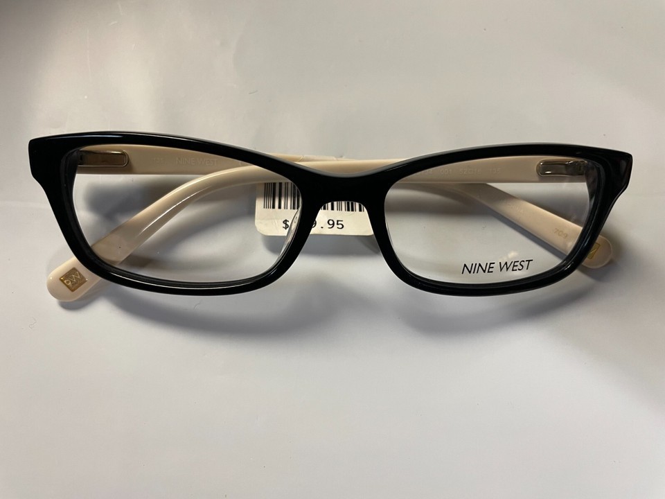 Nine West Eyeglasses Frames NW5134 001 Black Ivory Cat Eye Full Rim 52 ...