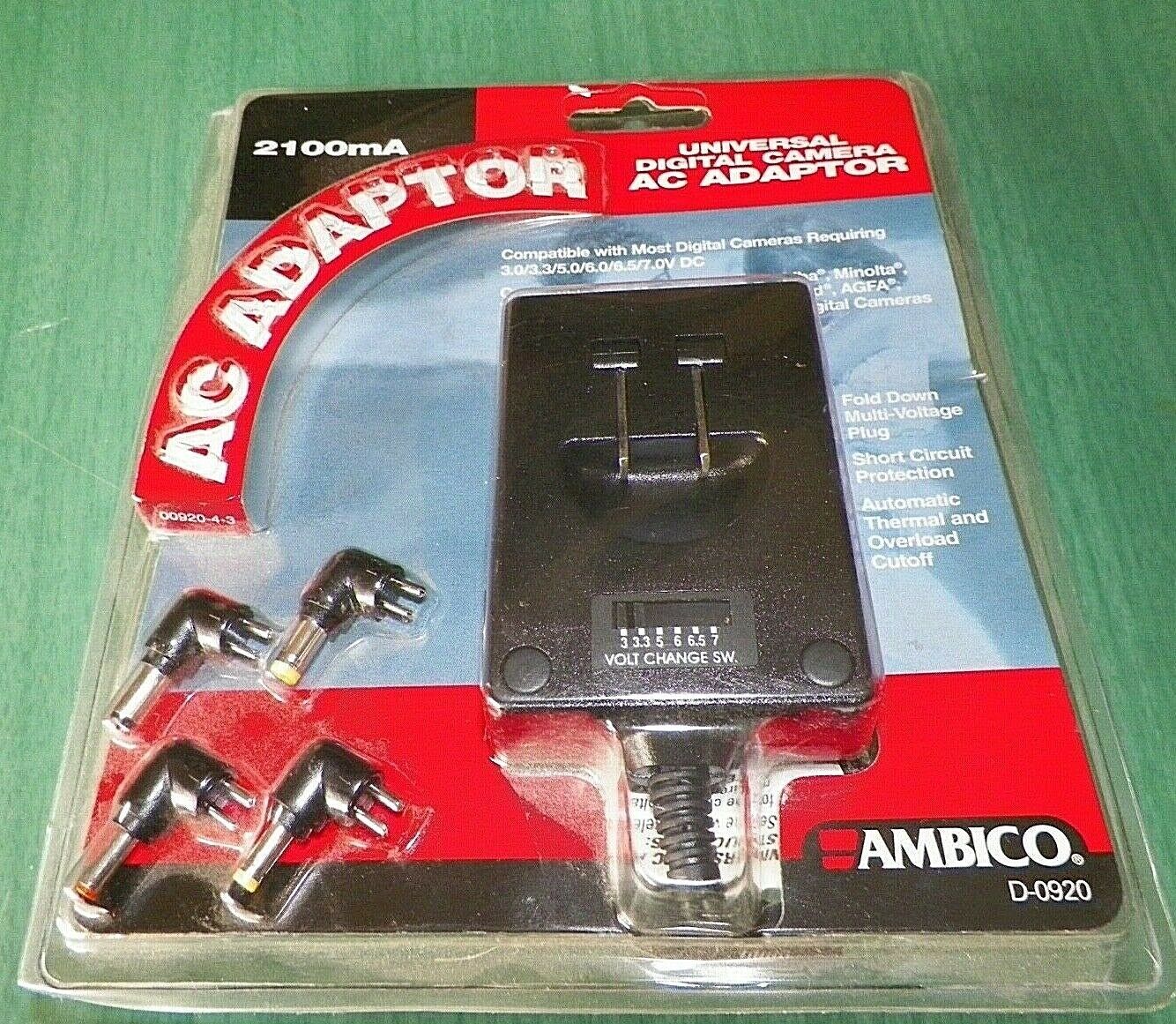 UNIVERSAL DIGITAL CAMERA AC ADAPTOR / ADAPTER 2100mA - AMBICO MODEL D ...