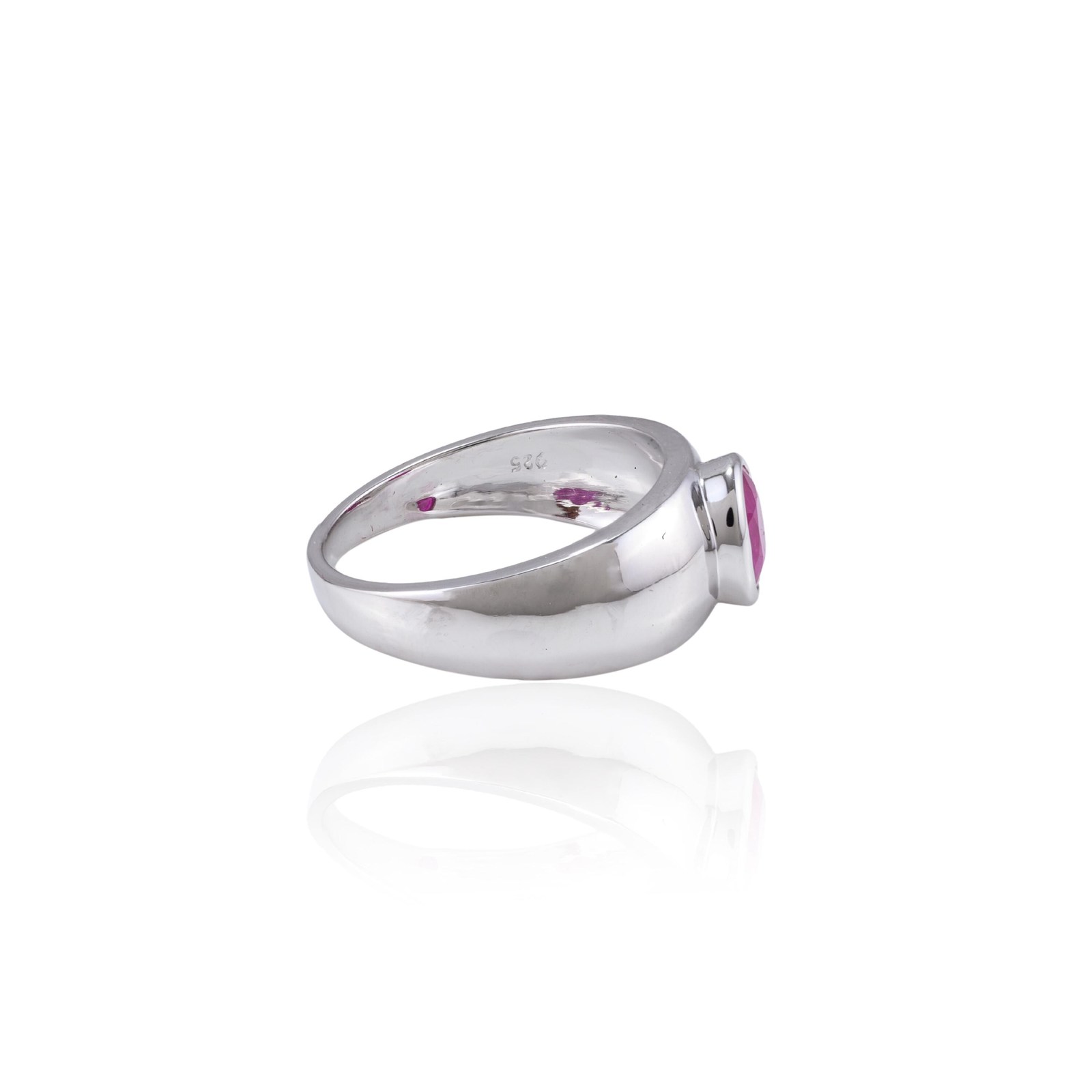 925 Sterling Silver Ruby Gemstone Dome Ring Simple Ruby Promise Ring For Him/Her - Rings