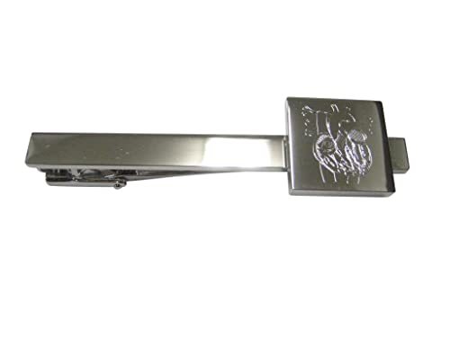 Silver Toned Square Etched Anatomical Heart Tie Clip - Fashion