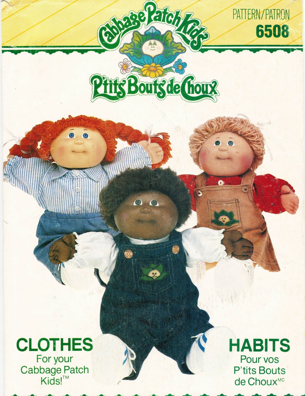 Vintage 16" Cabbage Patch Kids Clothes Jumper Overalls Pants Shirt Sew ...