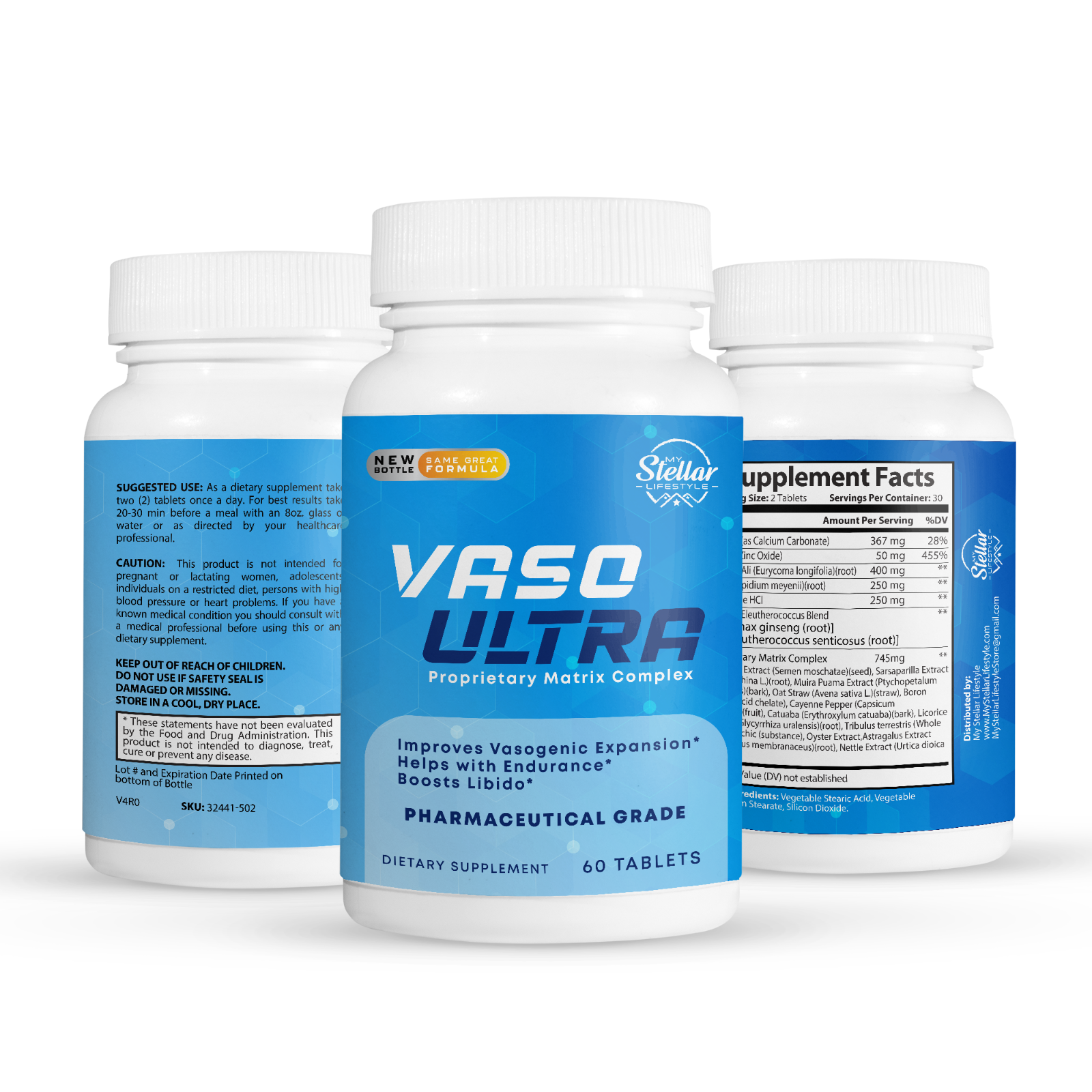 4 Pack Vaso Ultra, extra fuerza y resistencia para hombres-60 Tabletas x4 - Vitamins & Lifestyle ...
