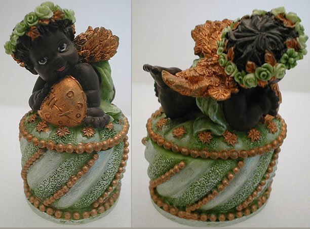 Chubby Black Cherub Topped Tooth Fairy Trinket Box 1980 - Other ...