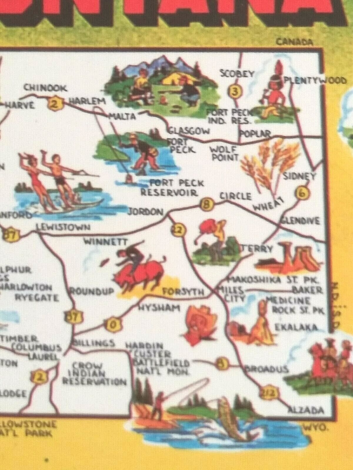 Montana State Map Large Letter Greetings Dexter Press c1960s UNP ...