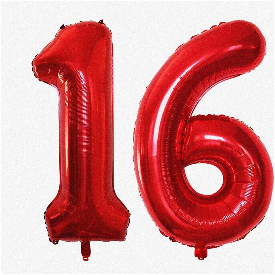 Sweet 16 Red Number Balloons - 16th Birthday Party Decorations ...