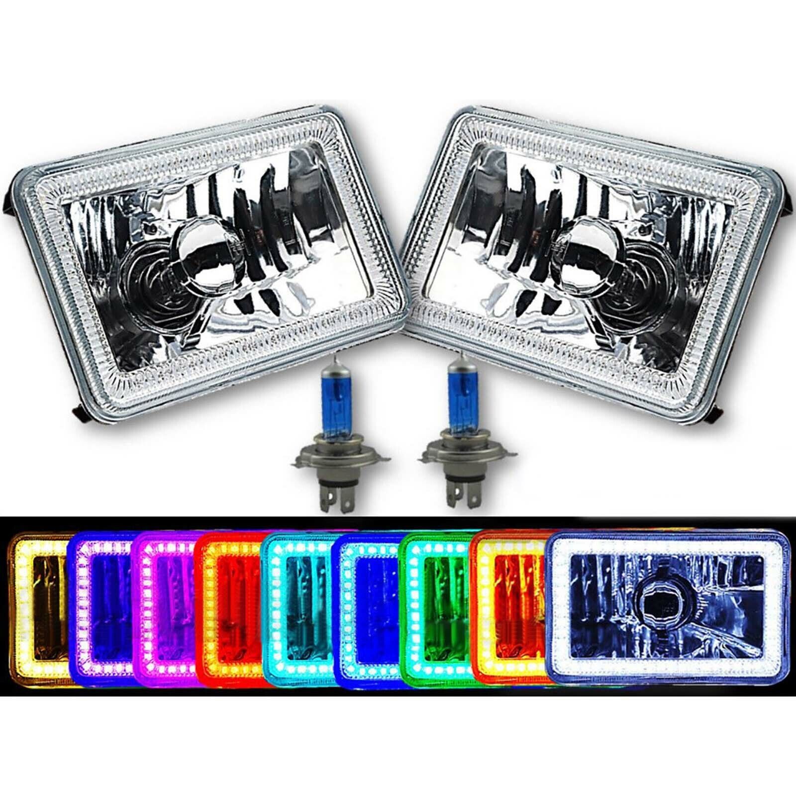 4X6" Color Change RGB SMD LED Halo Angel Eye Headlight Halogen Light ...