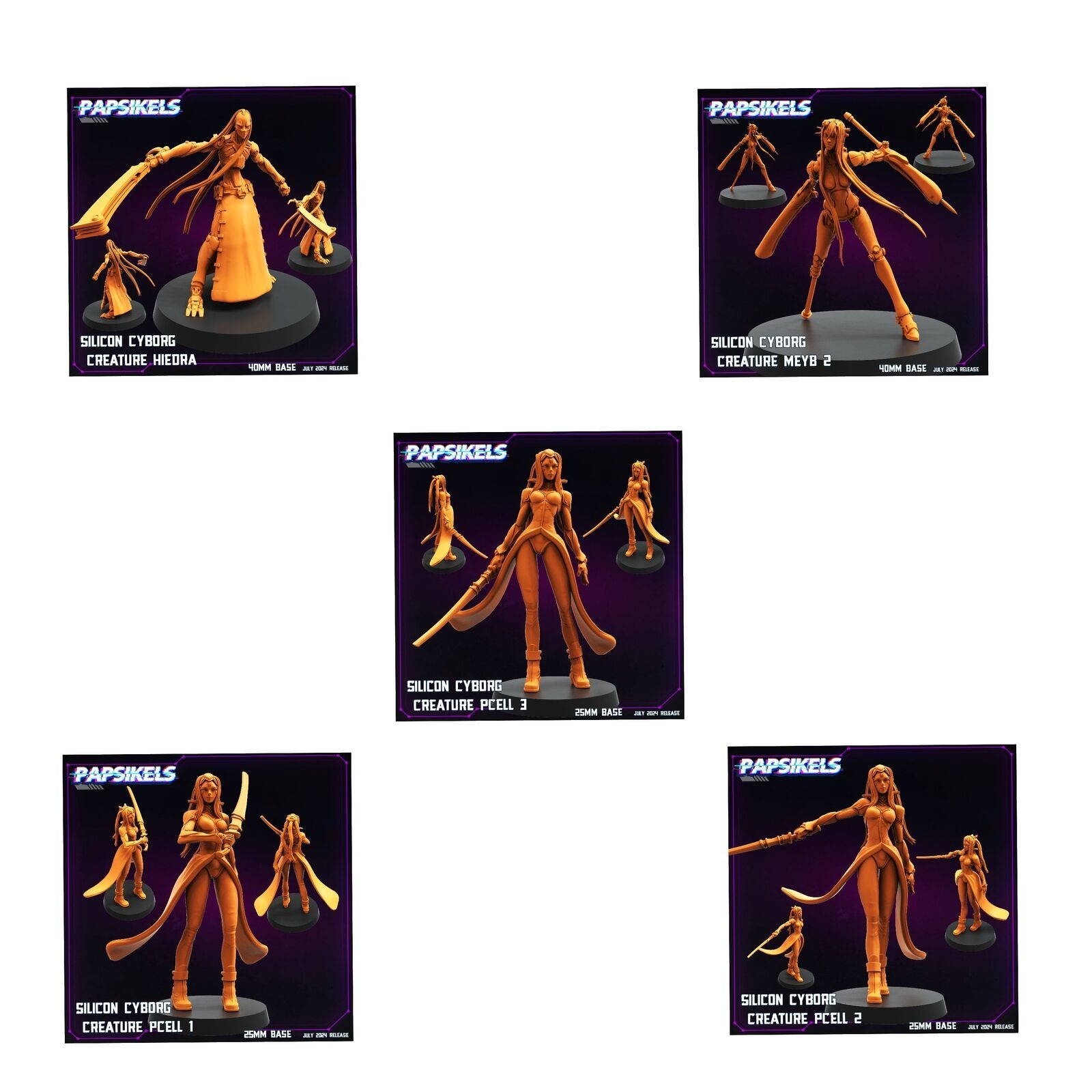 3D Printed Papsikels Silicon Cyborg Creature Set July 2024 Cyberpunk ...