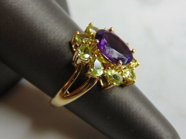 Womens Vintage Estate 14k Gold Amethyst Andradite Ring 5.6g E723 - Rings