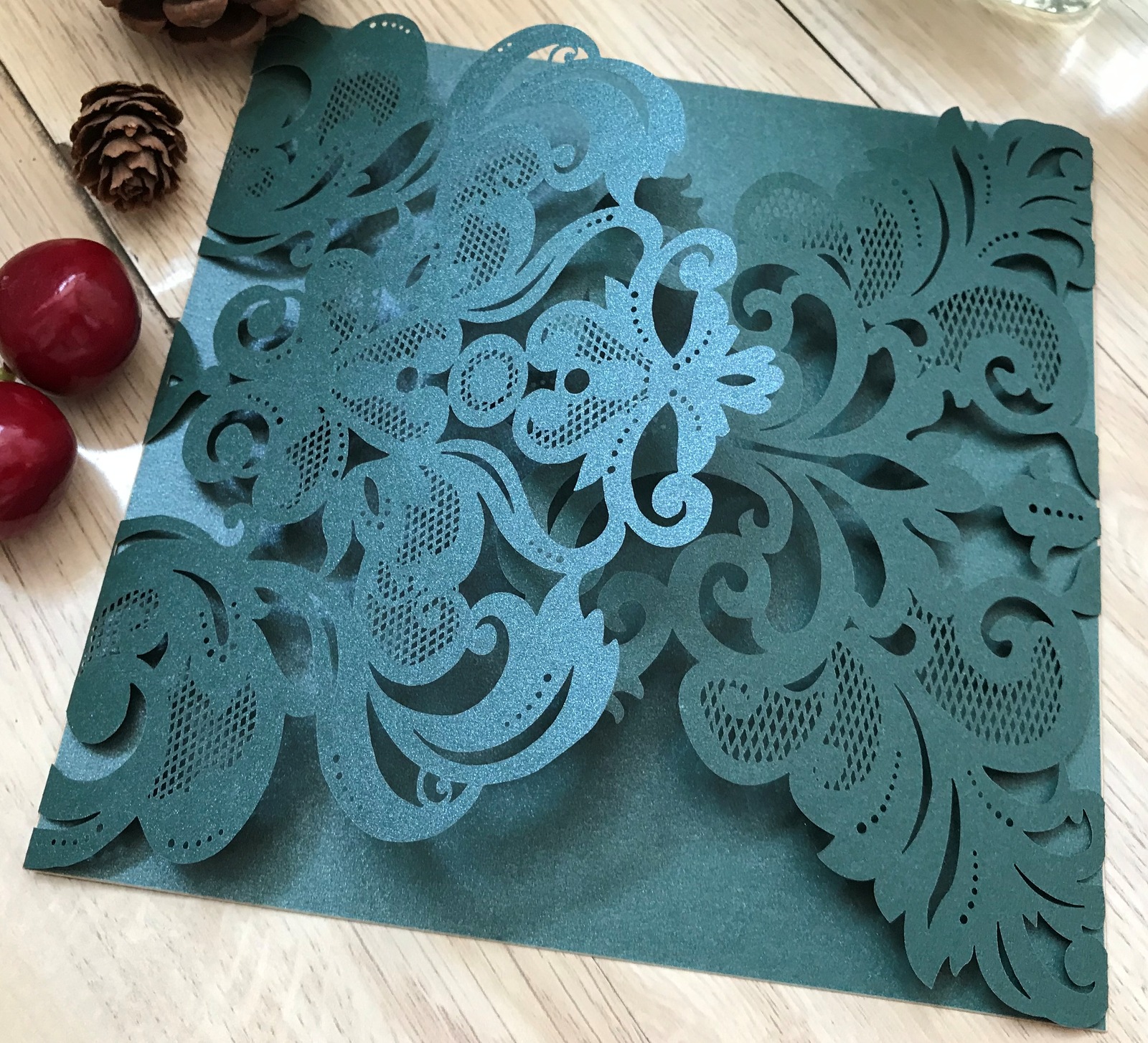 50pcs blackish green laser cut wedding Invitation Cards,Laser Cut ...