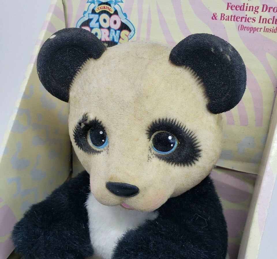 VINTAGE 1994 ED KAPLAN TALKING ZOO BORNS BABY PANDA BEAR IN ORIGINAL BOX TOY - Vintage
