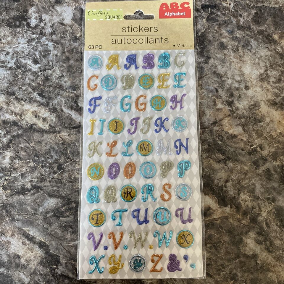 Crafters Square Stickers Blue Chrome Colored ABC Alphabet 1 Sheet ...