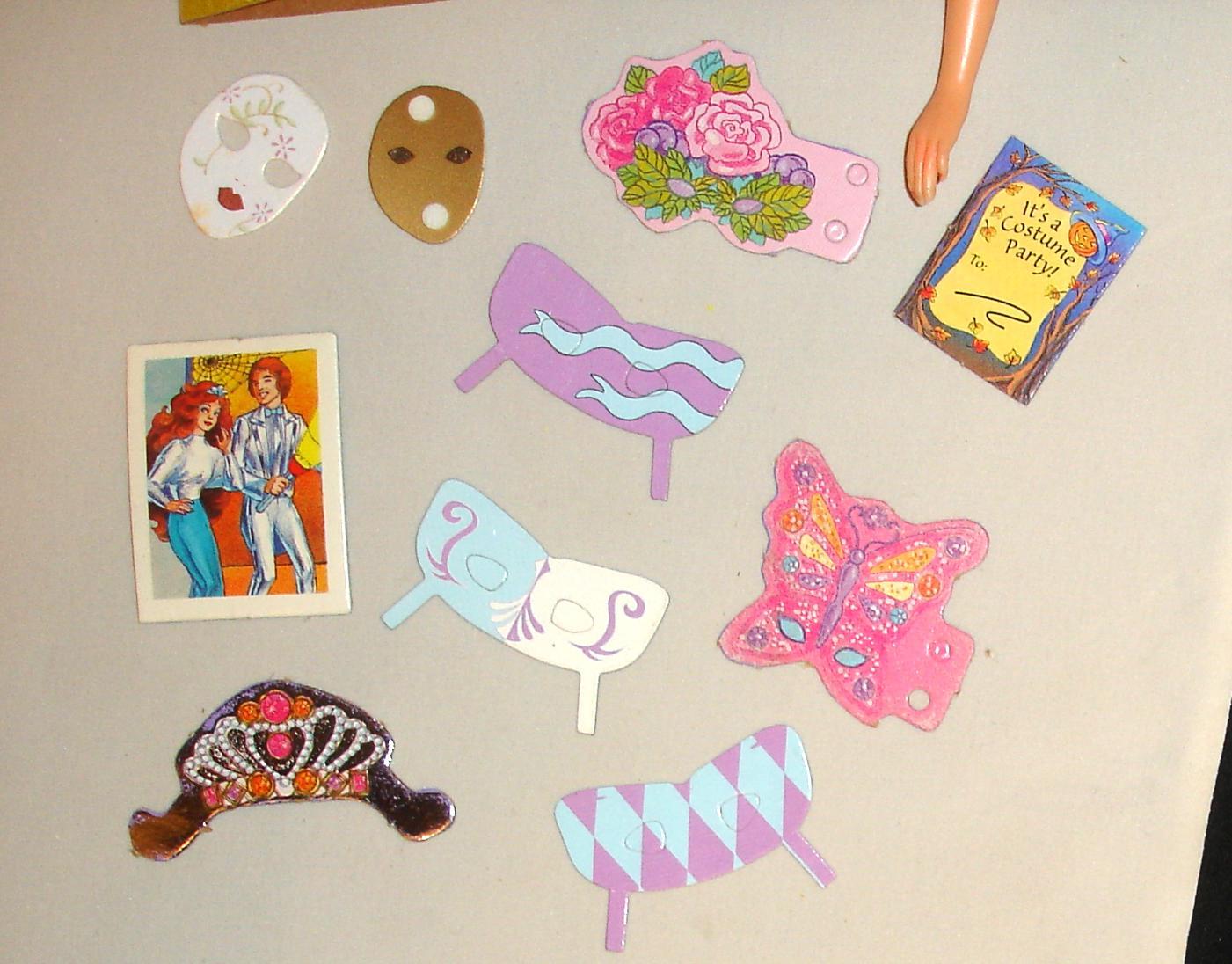 Barbie doll paper vintage jewel secrets lot masks crown invitation pix ...