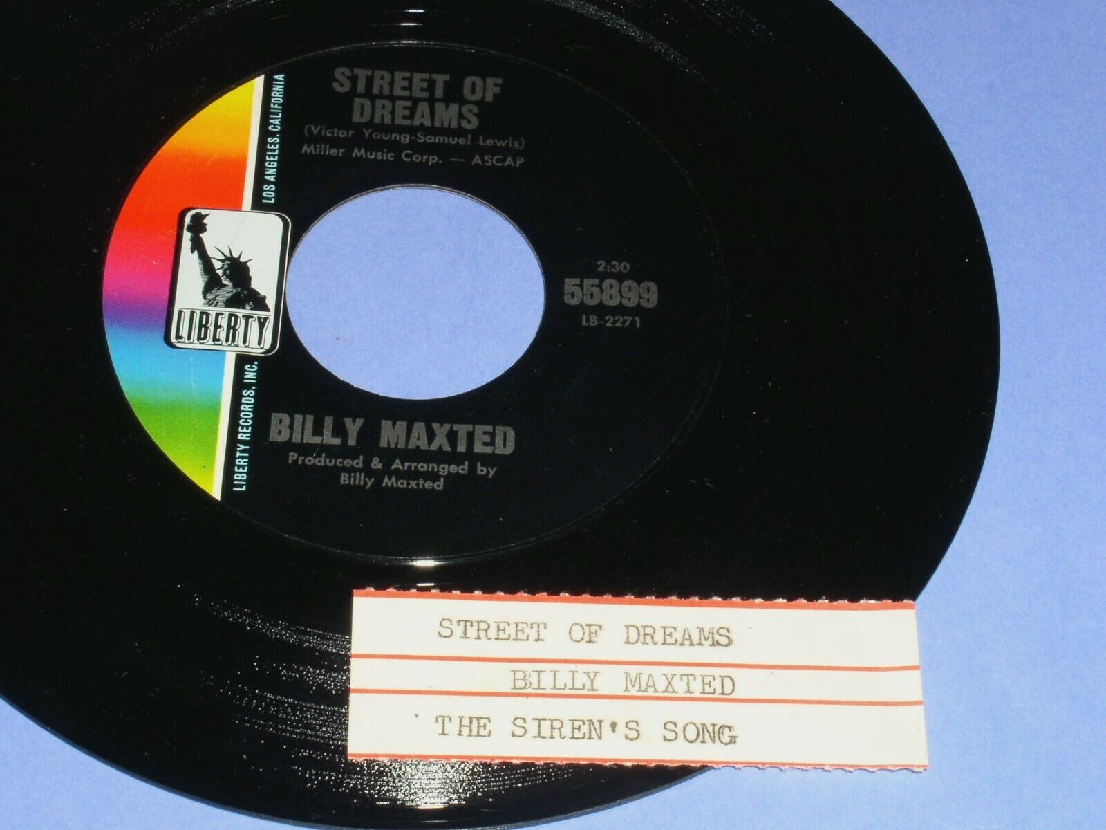 Billy Maxted Street Of Dreams Siren's Song 45 Rpm Record Juke Box Strip ...