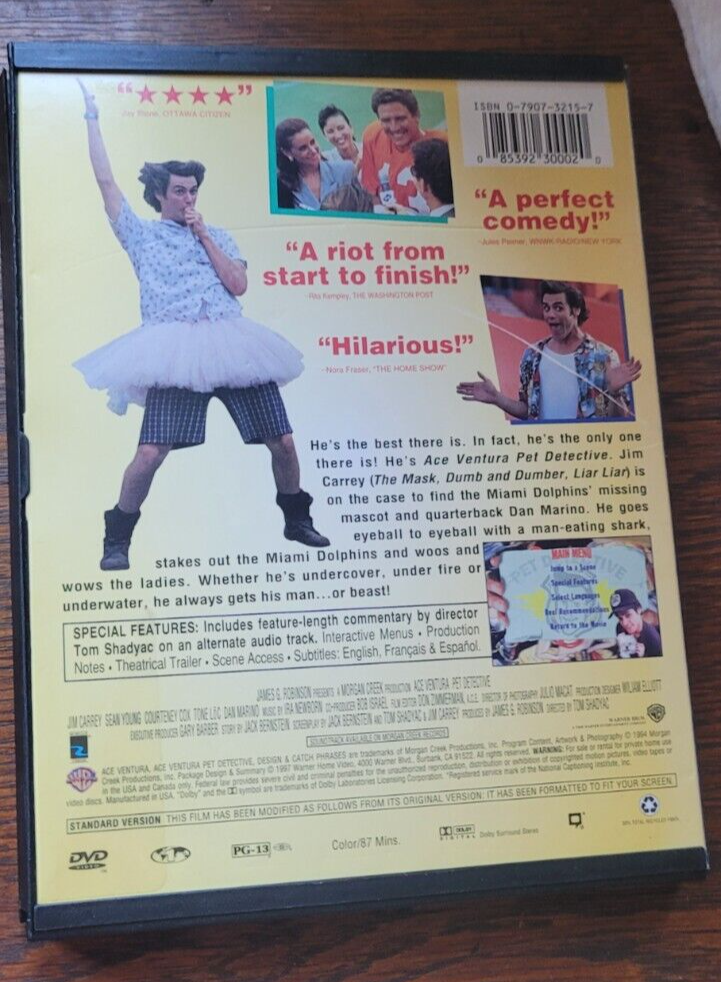 Ace Ventura-Pet Detective DVD Tom Shadyac(DIR) 1994 Jim Carrey - DVDs ...