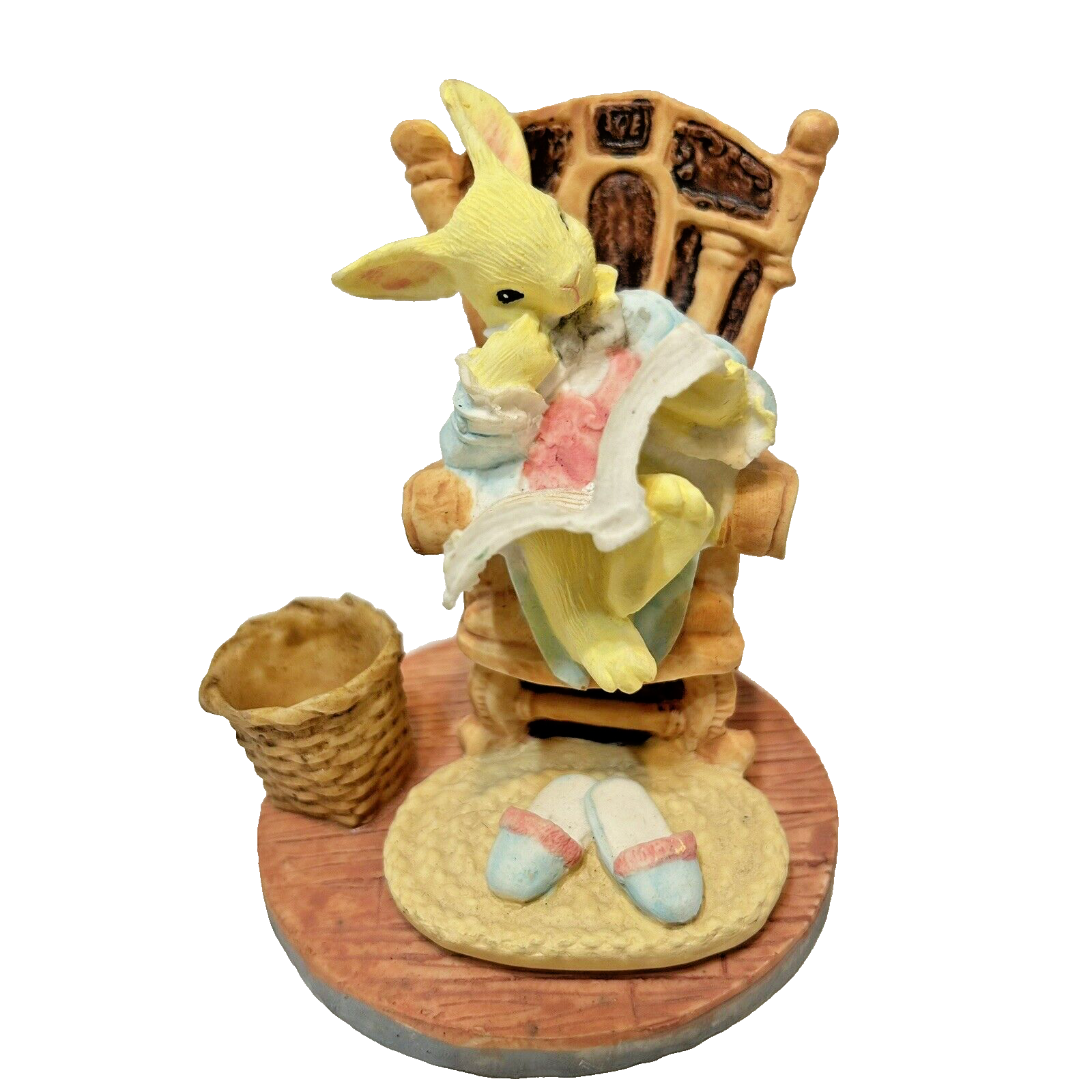 Vintage 1999 Heavy Resin Easter Bunny In Rocking Chair Reading Figure 4 ...