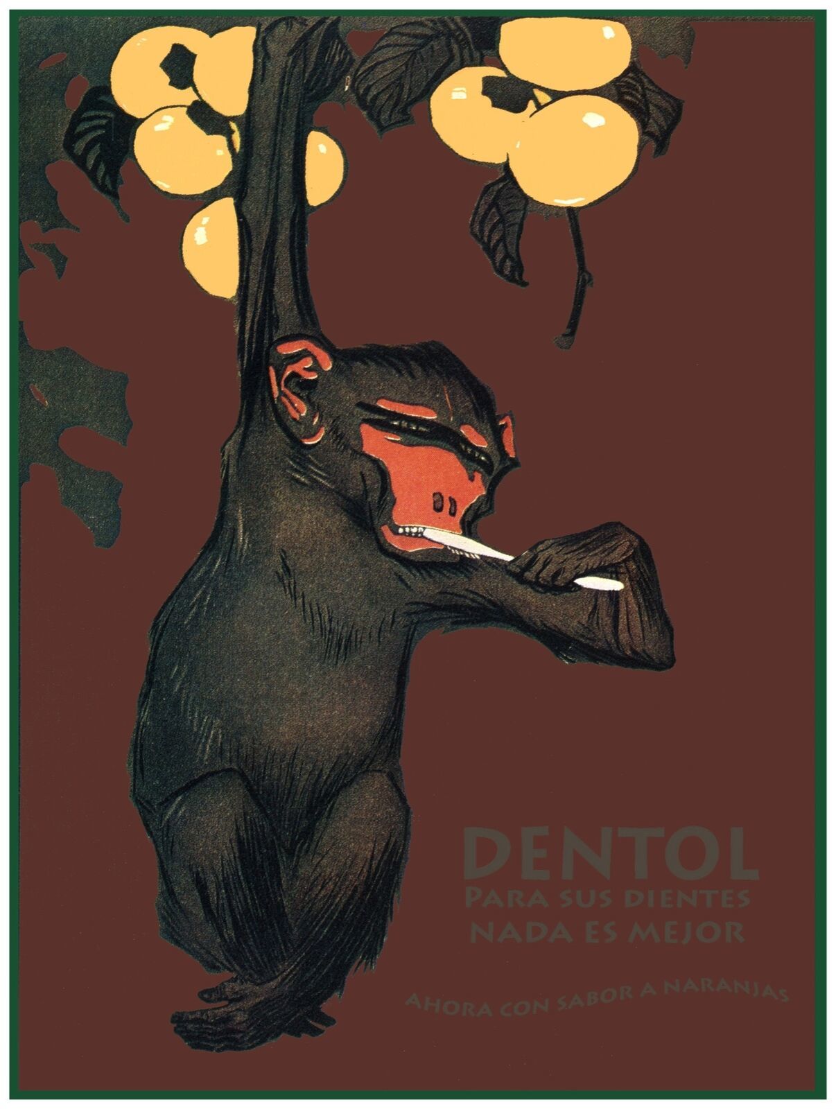 3035.Monkey brushing teeth POSTER.Brown.Dentist office art.Home ...