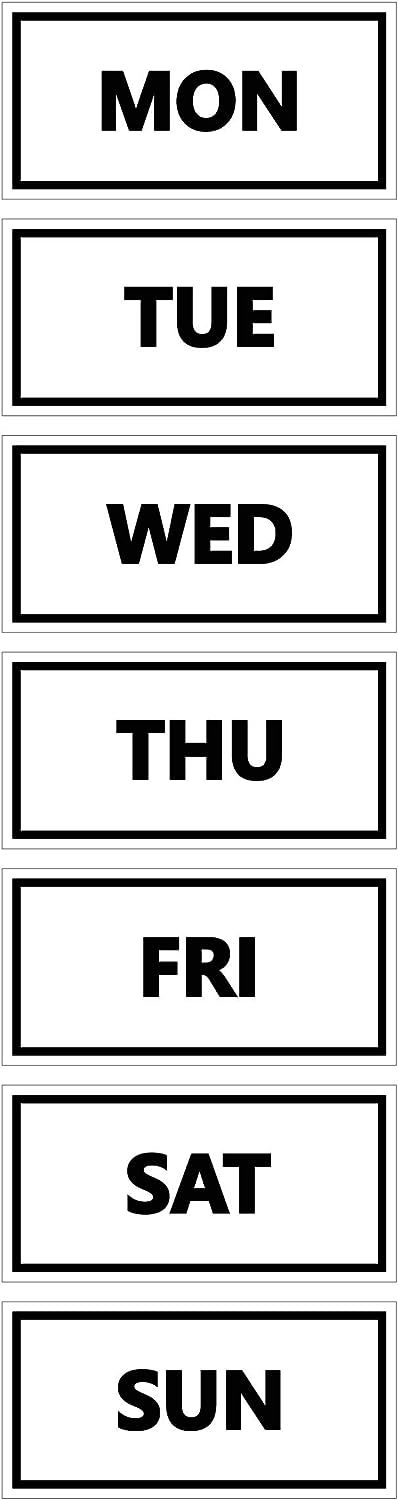 Days of The Week Magnets (Inverted Colors) - Magnets