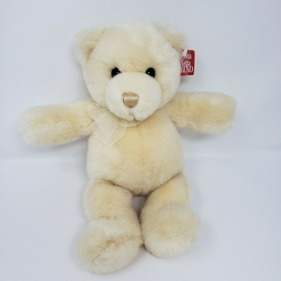12" VINTAGE GUND TENDER TEDDY BEAR CREME 6412 STUFFED ANIMAL PLUSH TOY ...