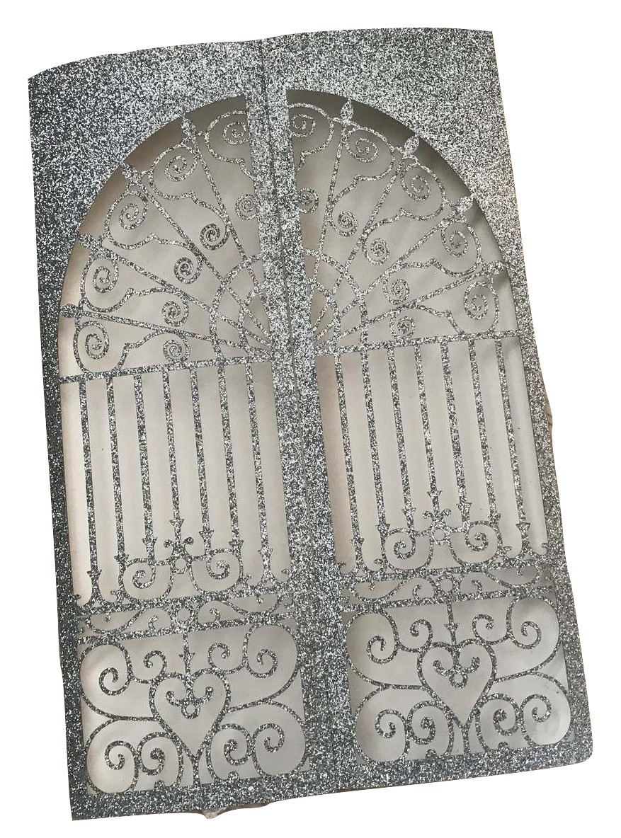 50pieces Glitter Silver Laser Cut Wedding Cards,Gate Wedding Invitation ...