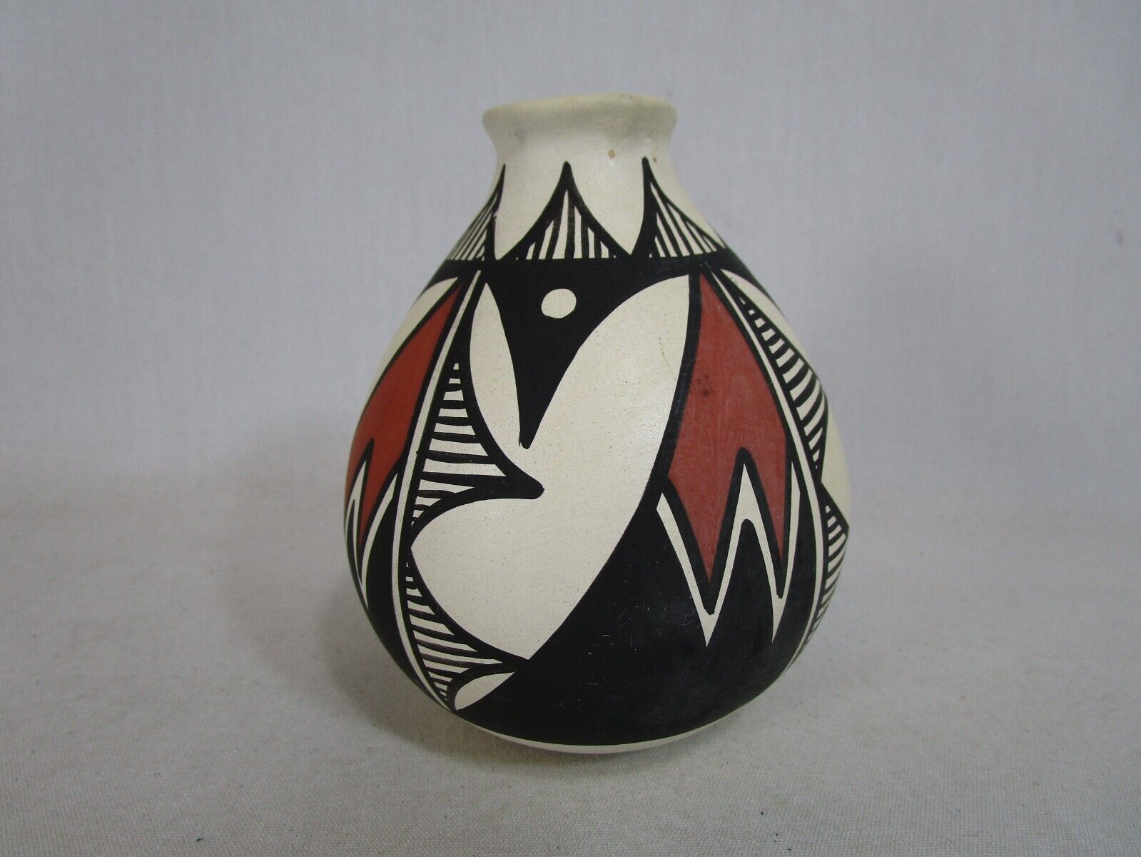 Vtg Native American Indian Vase Elvira Tigua 1989 Pottery Abstract Art ...