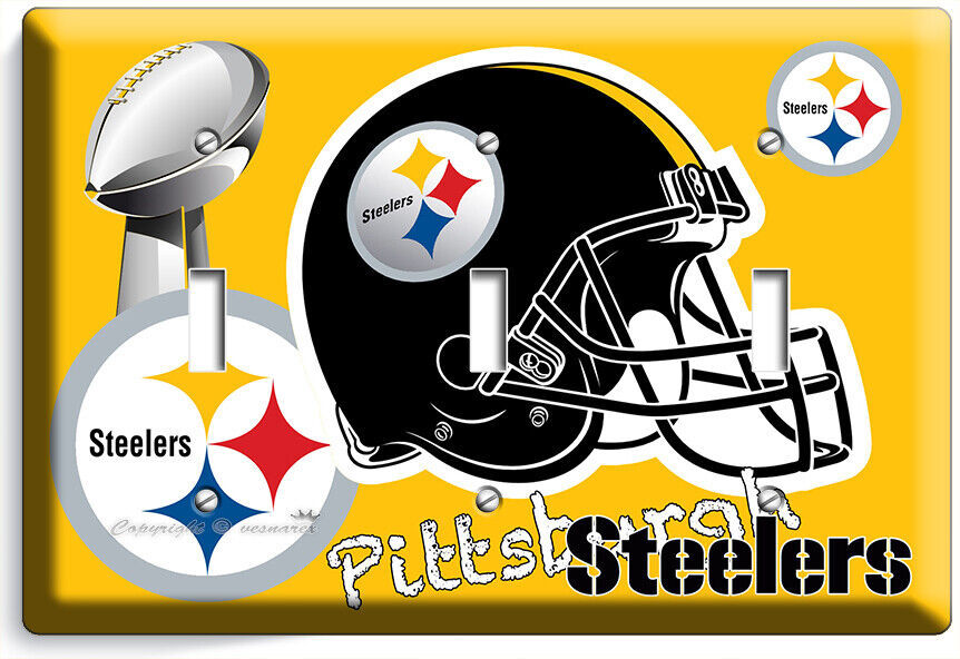 PITTSBURGH STEELERS FOOTBALL TEAM TRIPLE LIGHT SWITCH WALL PLATE MAN ...