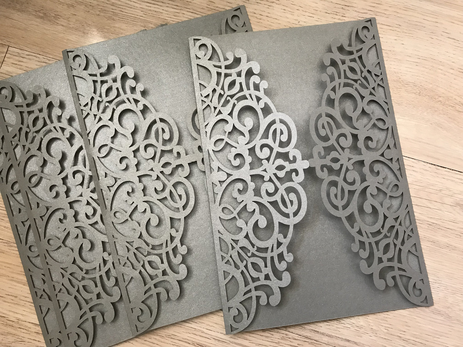 custom silver Laser Cut Invitation Cards engagement invite cards ...